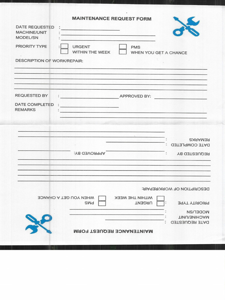 Maintenance Form PDF | PDF