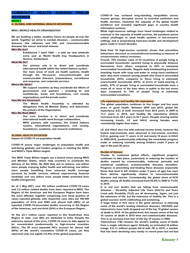 Global Health Overview and COVID-19 Impact | PDF | Sustainability ...