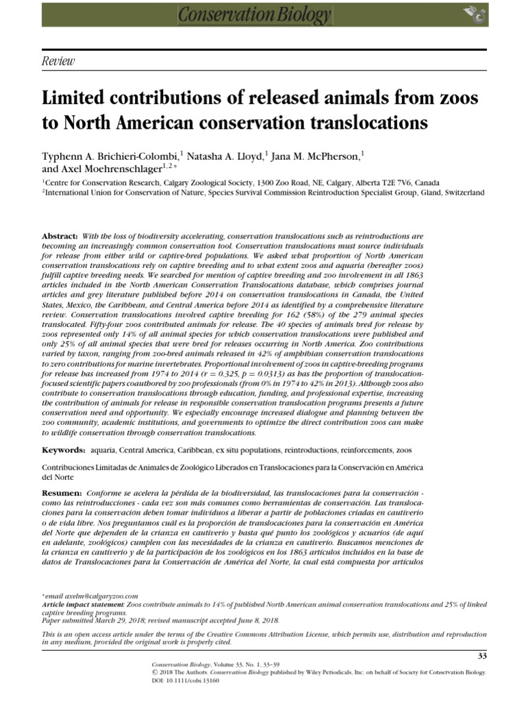 Brichieri-C Et Al 2018 Limited Contributions of Released Animals From ...