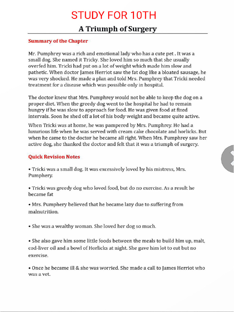 Class 10th English Footprints Without Feet Notes | PDF