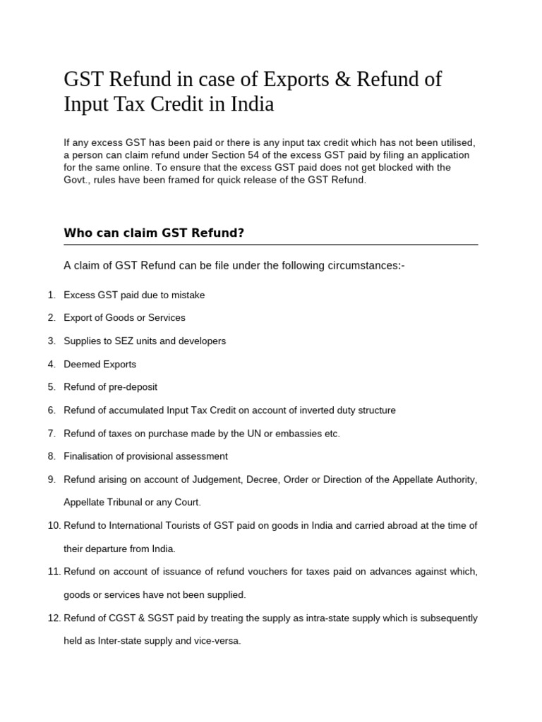 GST Refund Process for Exports | PDF | Value Added Tax | Taxes