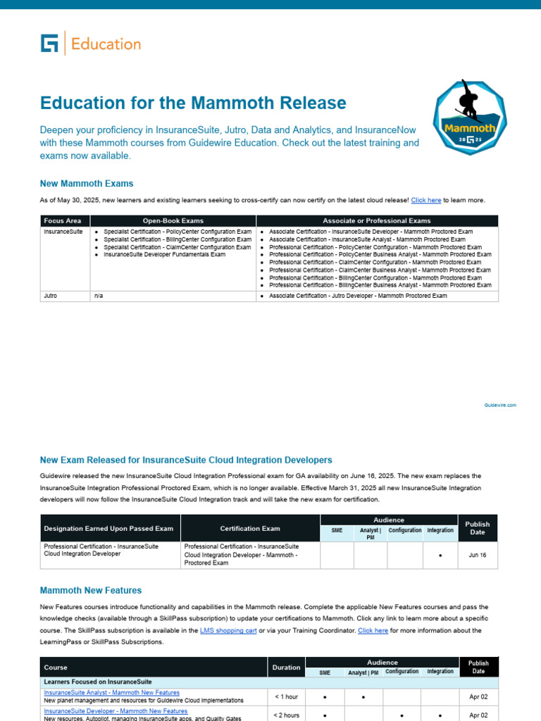 Guidewire Mammoth Certification Guide | PDF | Professional ...