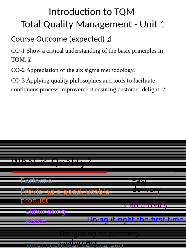 Unit 1 Introduction To TQM | PDF | Performance Appraisal | Customer