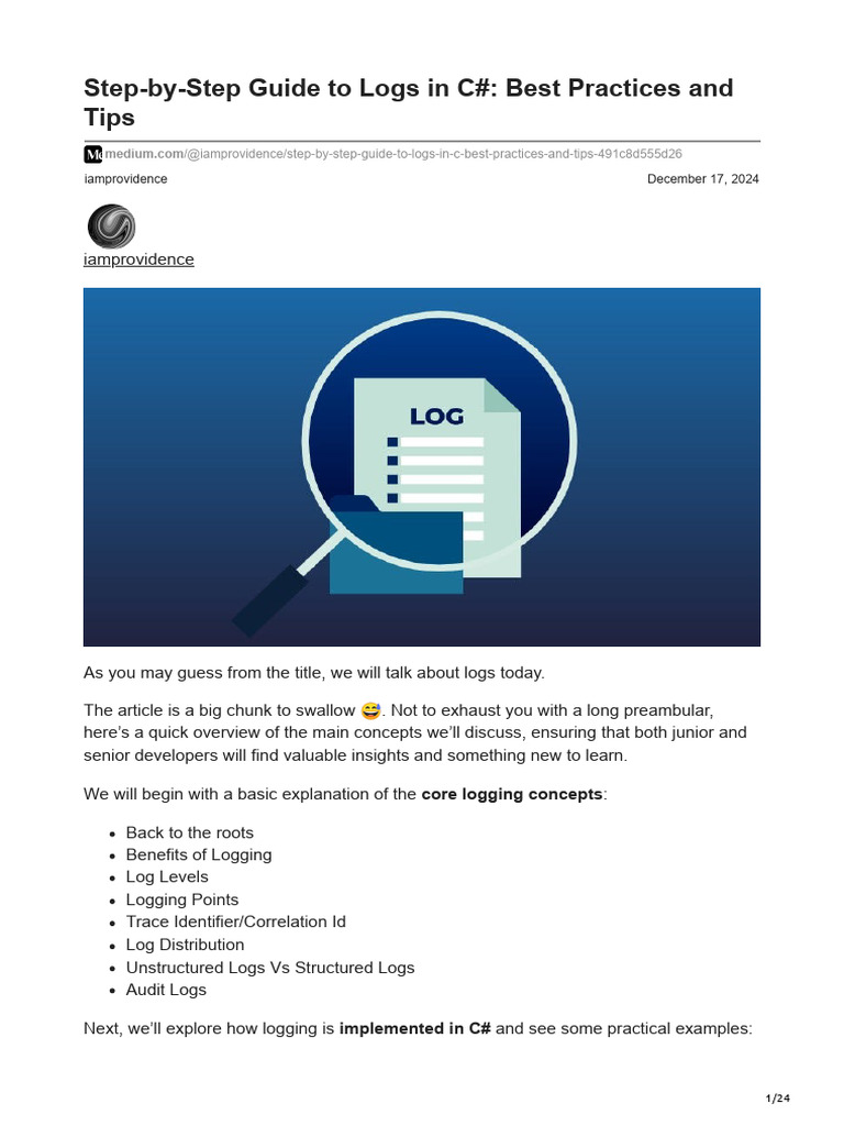 Step-by-Step Guide To Logs in C Best Practices and Tips | PDF | Command Line Interface | Logging