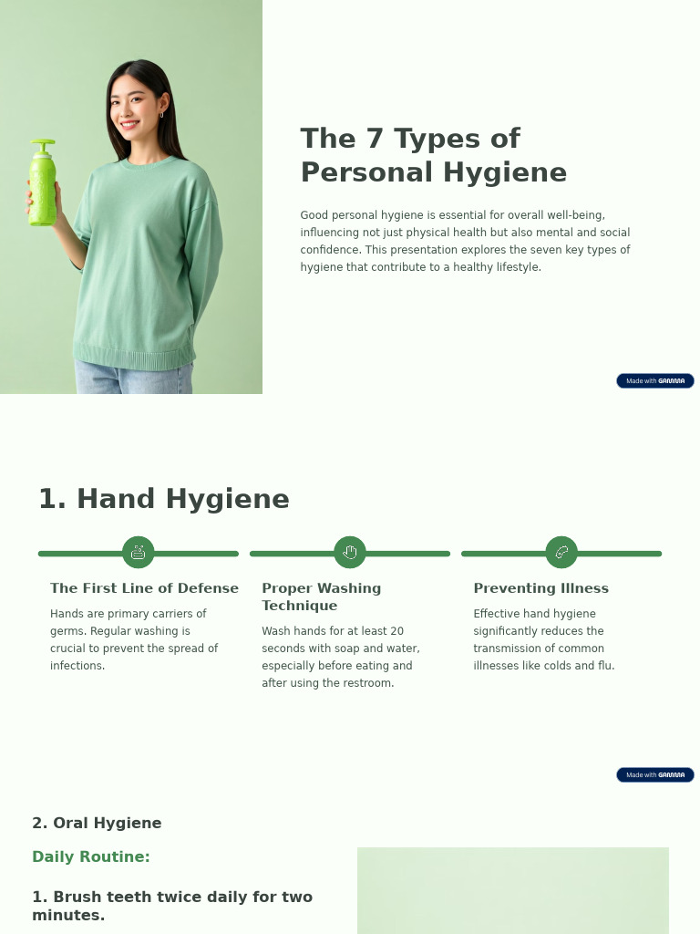 Seven Essential Personal Hygiene Types | PDF | Hygiene | Oral Hygiene
