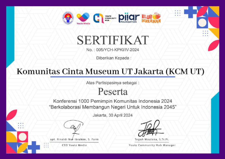 Sertifikat KCM Ut | PDF