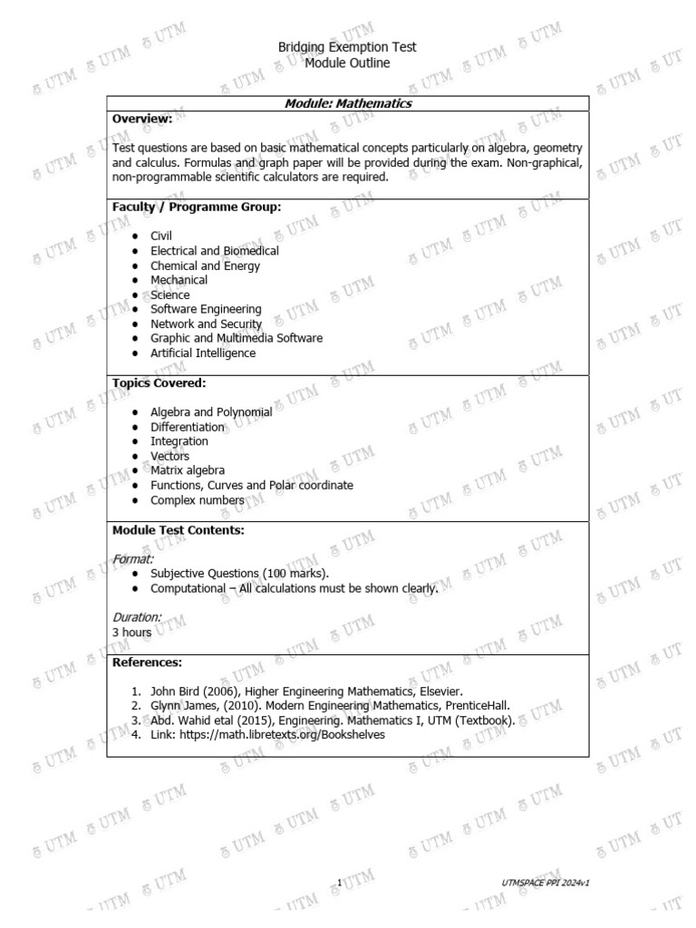 Module Outline Mathematics | PDF