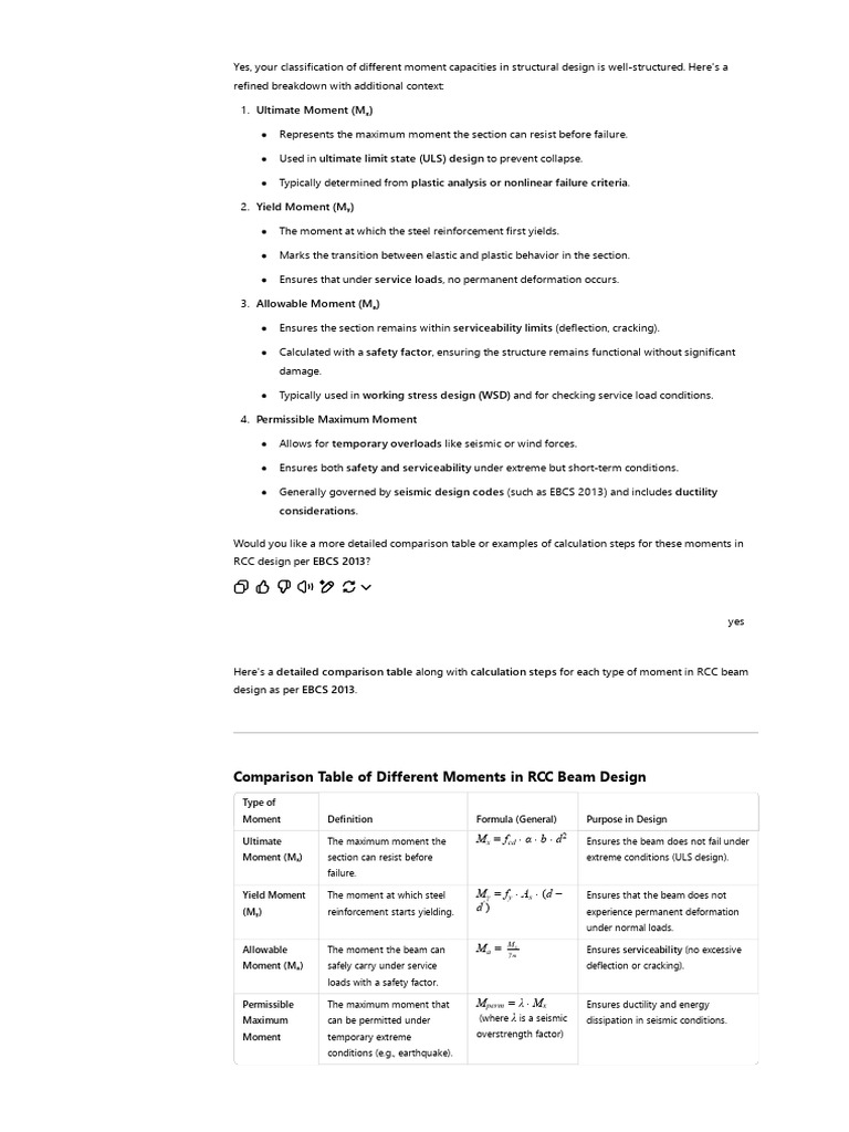 Step-By-Step Calculation For Each Moment in RCC Beam Design (EBCS 2013 ...