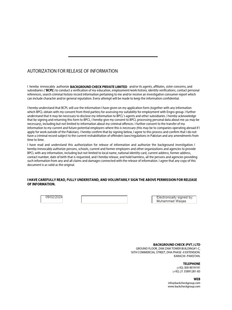 Background Check Consent Form | PDF | Background Check | Criminal Record