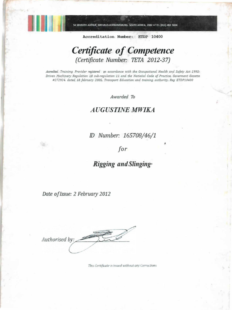Augustine Mwika Cert | PDF