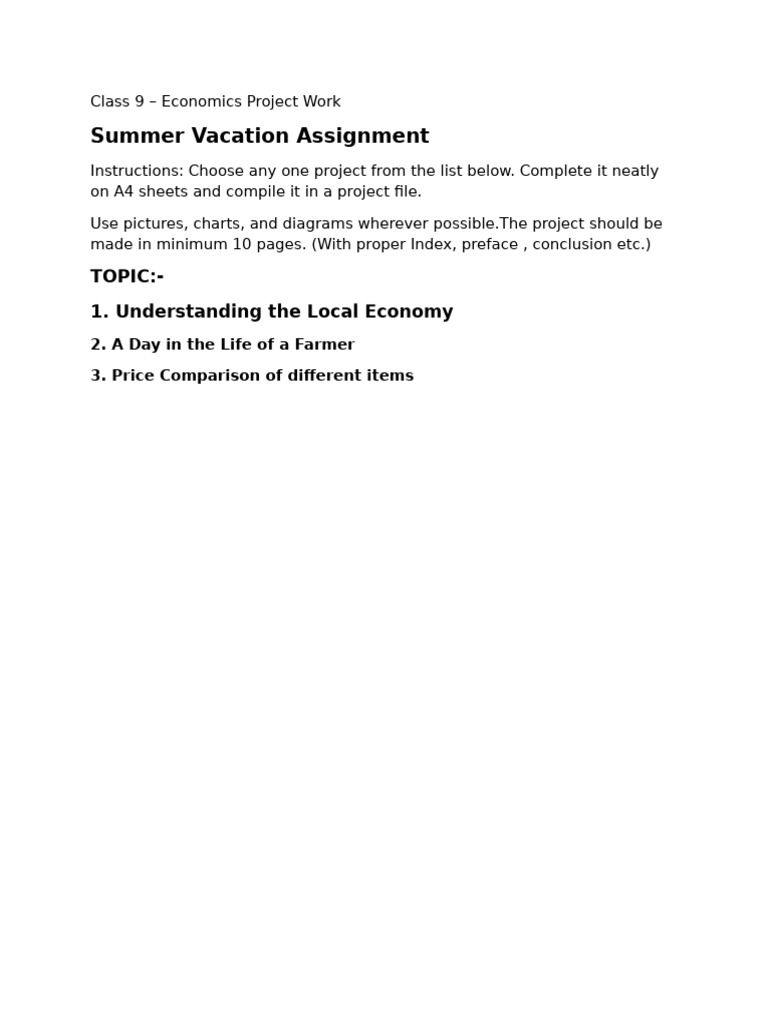 Class-9th Summer Holiday Assignment | PDF