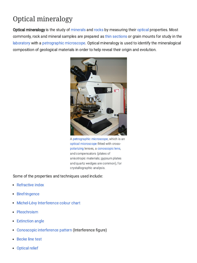 Optical Mineralogy - Wikipedia | PDF | Applied And Interdisciplinary ...