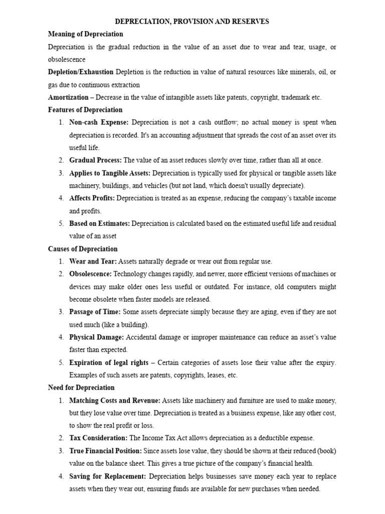 Depreciation, Reserve and Provision | PDF | Depreciation | Expense