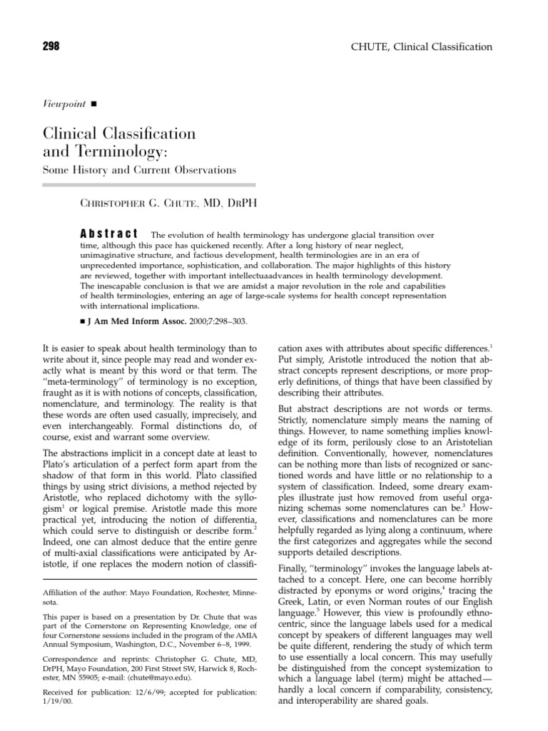 Clinical Classification & Terminology | PDF | Medicine
