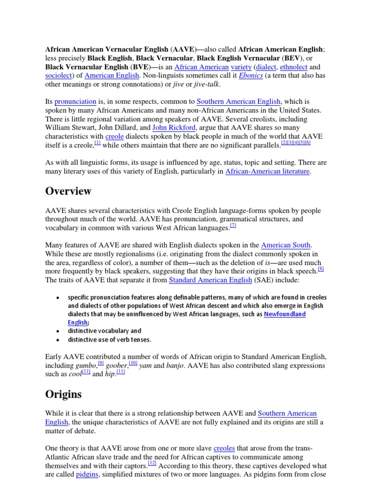 African American Vernacular English | Download Free PDF | English ...