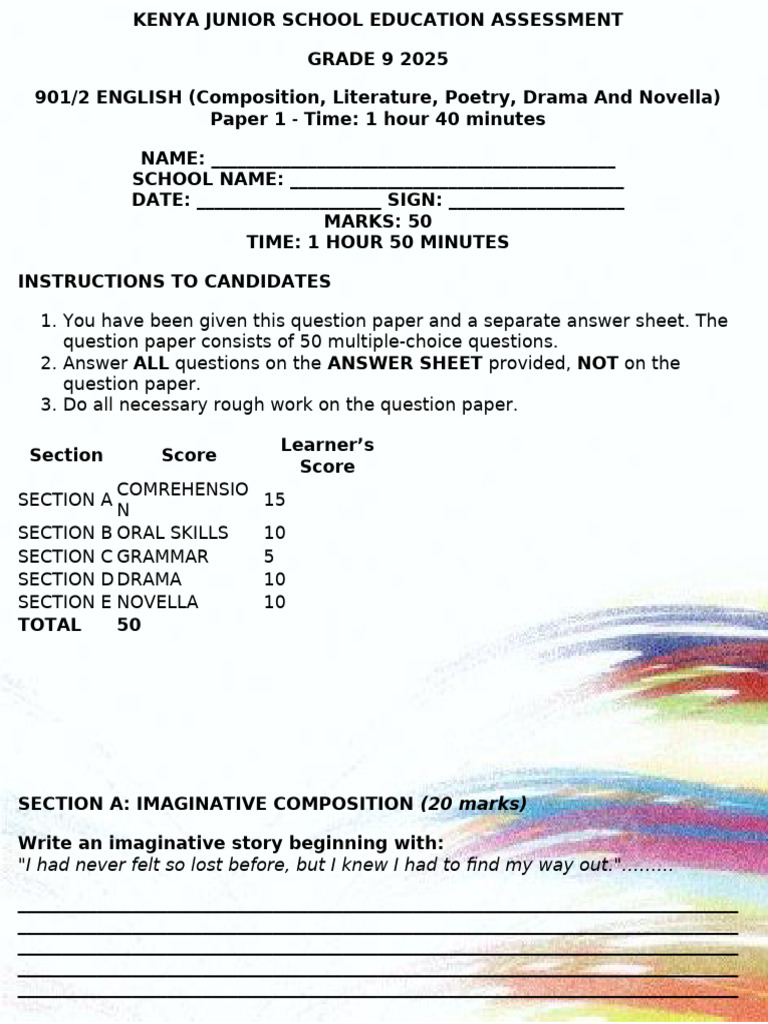 G9 English PP2 | PDF | Poetry