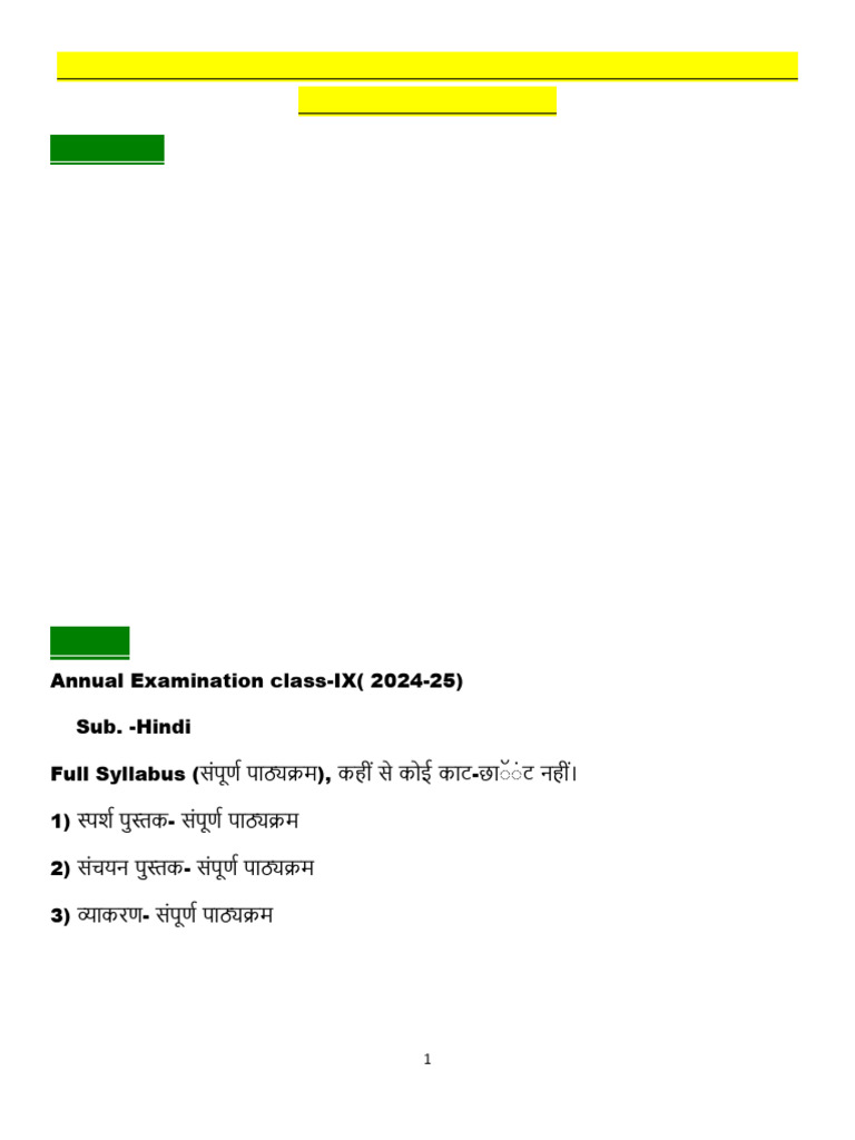 Classwise Compiled Syllabus of Annual Examination 2024 9 11 | PDF | Reading Comprehension ...