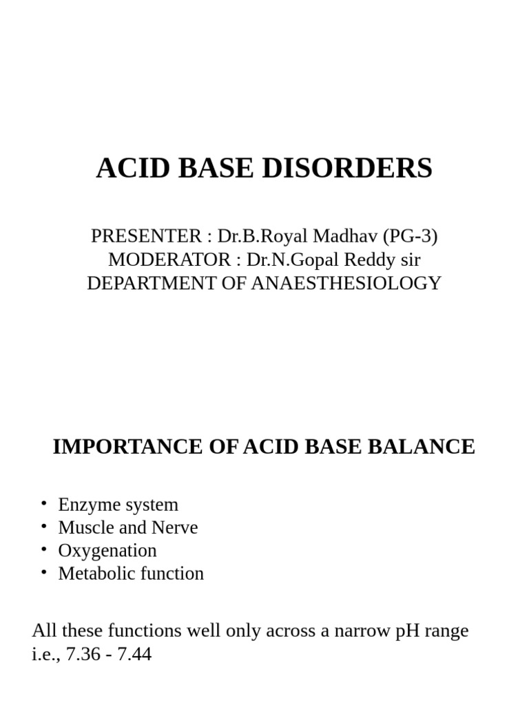 Acid Base Disorders | PDF | Intensive Care Medicine | Physiology