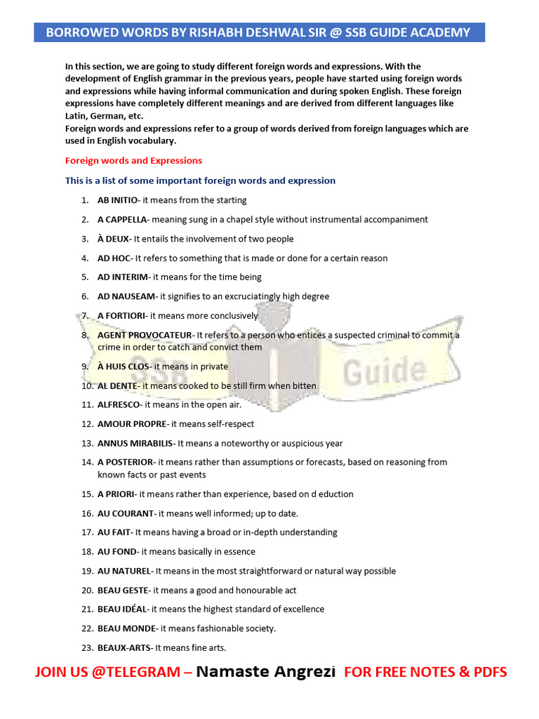 Foreign Expressions Explained by Rishabh | PDF | Linguistics