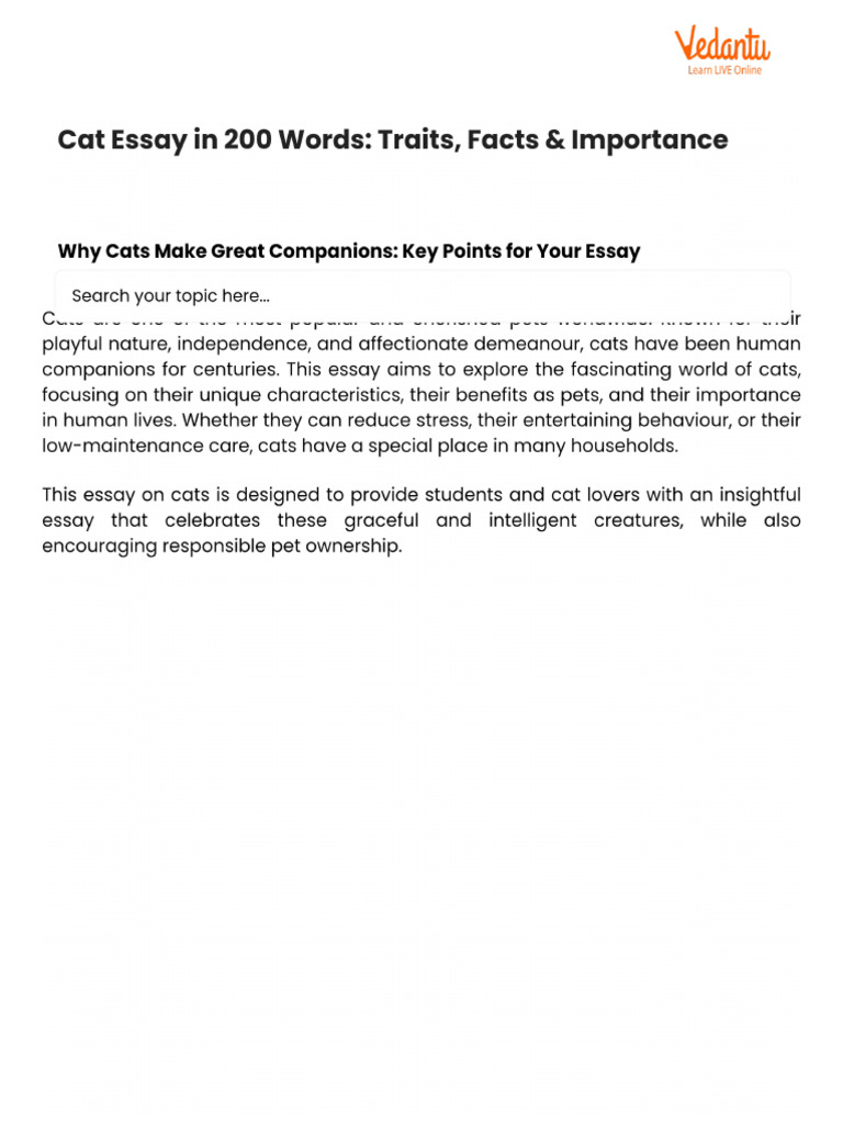 Cat Essay in 200 Words - Traits, Facts & Importance | PDF