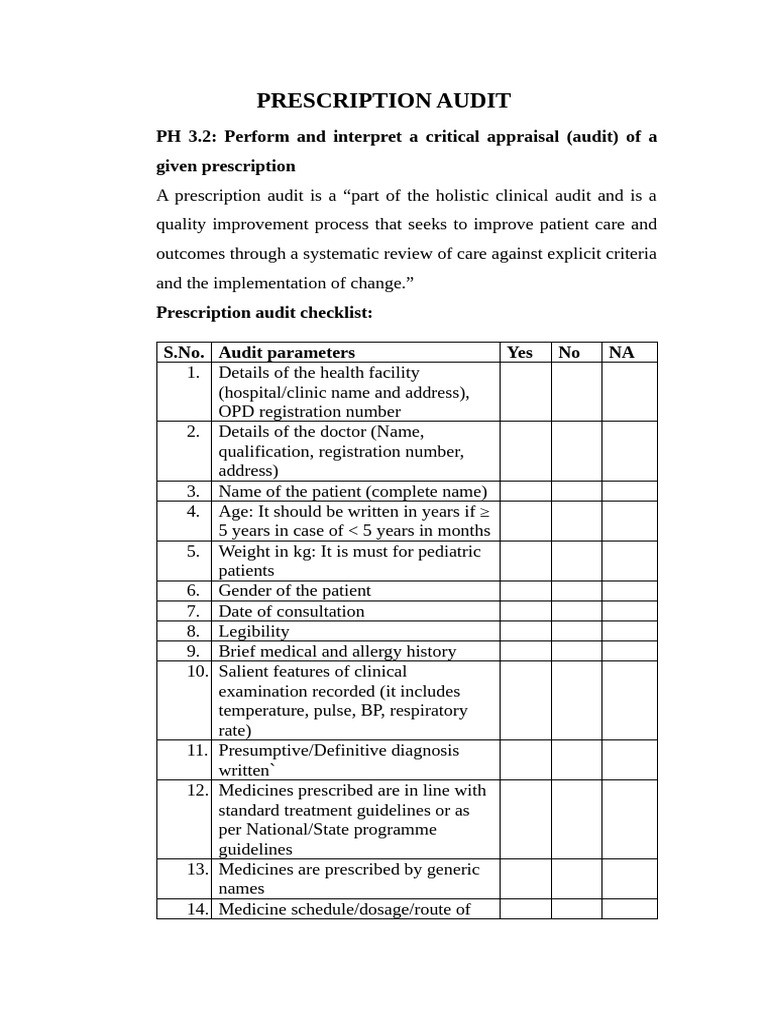 Prescription Audit and Critical Appraisal Guide | PDF | Rheumatoid ...