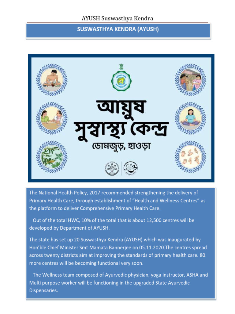 AYUSH Suswasthya Kendra | PDF | Health Care | Social Programs