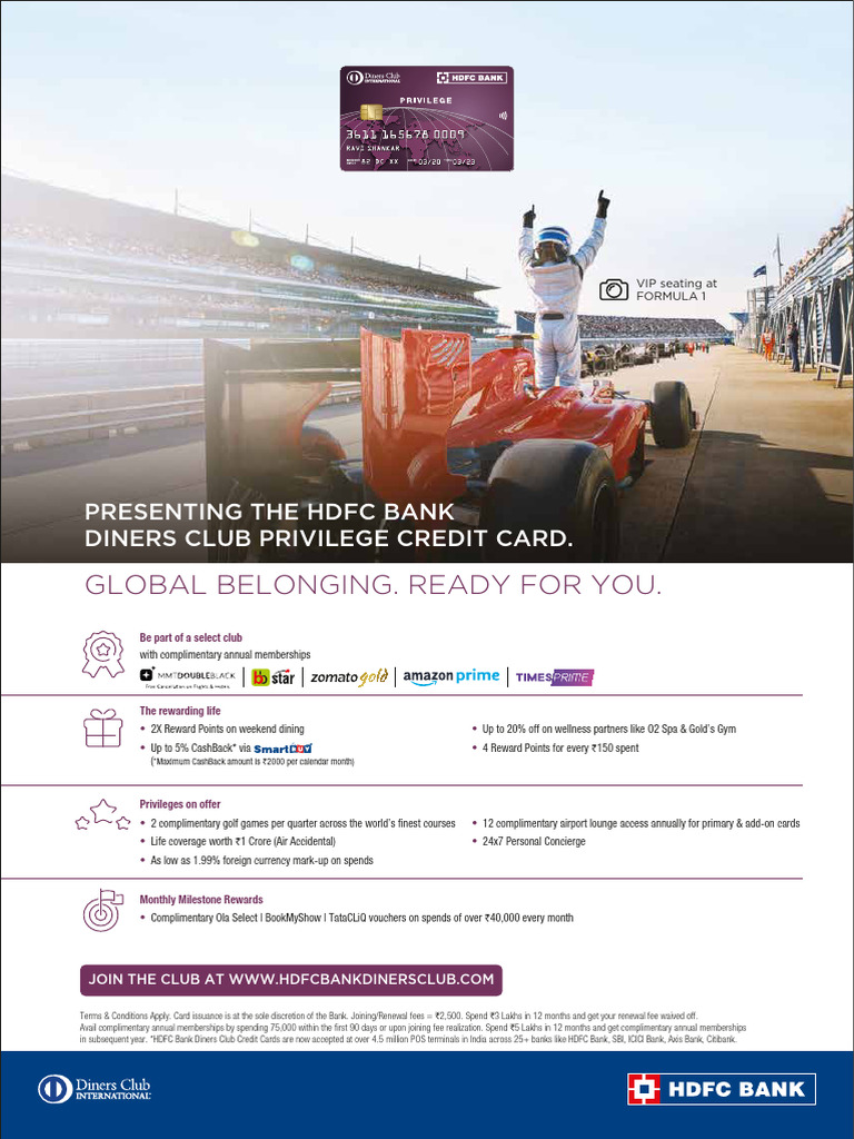 HDFC Diners Club Privilege Card Benefits | PDF | Credit Card | Loyalty ...