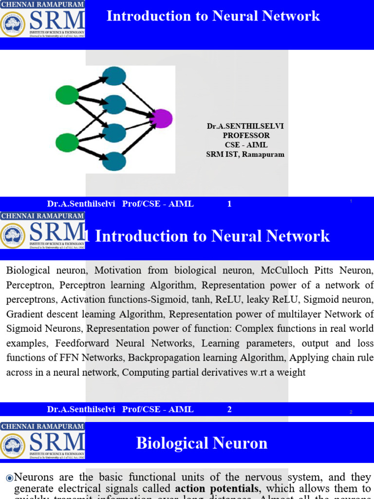 Introduction To Neural Network | PDF | Neuron | Machine Learning