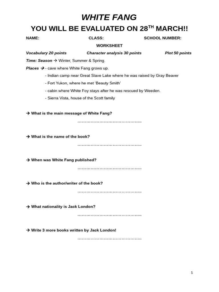 White Fang: Character & Plot Analysis | PDF | White Fang