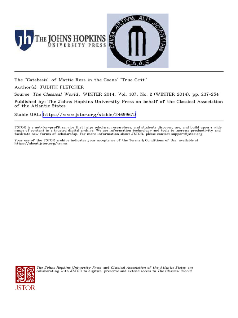 Fletcher, Catabasis of Mattie Ross | PDF | Persephone | Hades