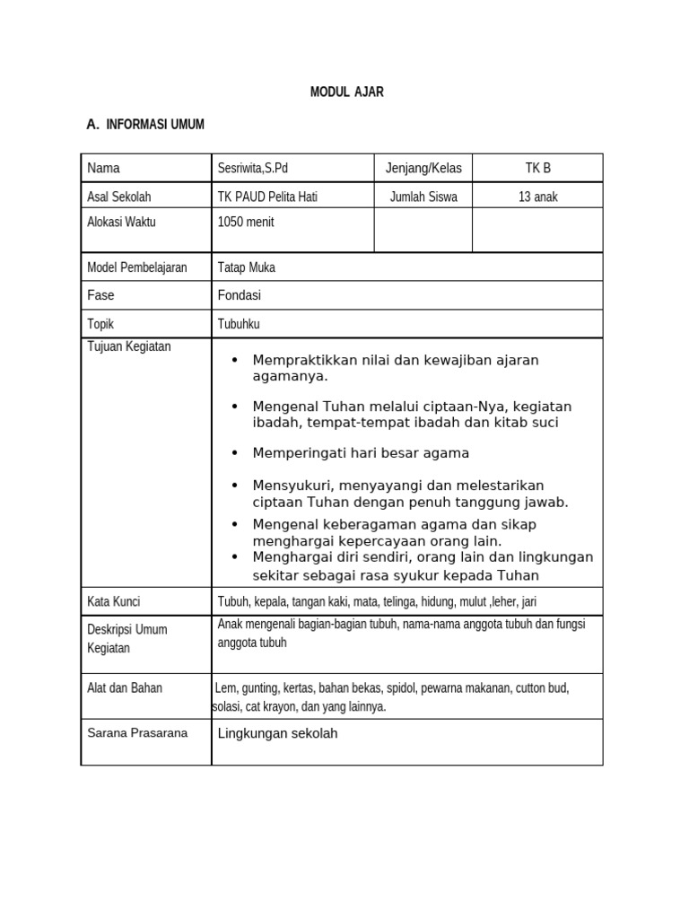 Contoh Modul Ajar | PDF