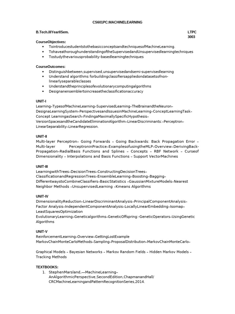 ML Notes | PDF | Machine Learning | Statistical Classification