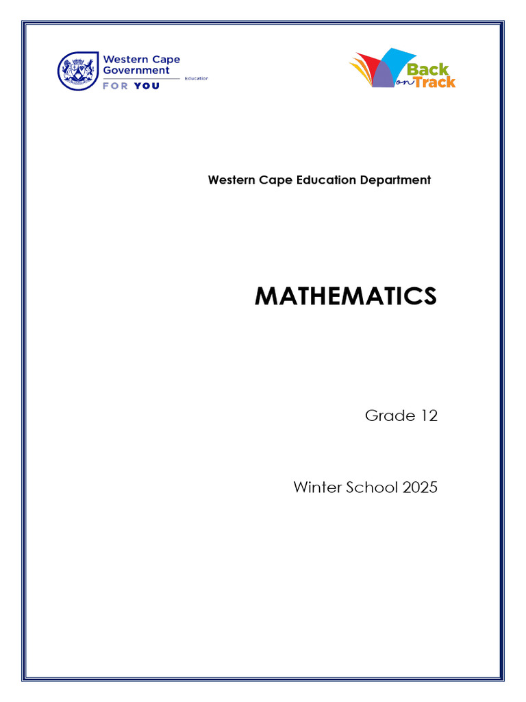 2025 BOT Winter School Grade 12 Learner Notes | PDF | Quadratic ...