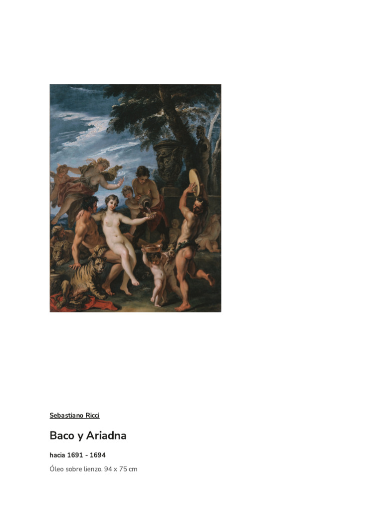 Baco y Ariadna - Ricci, Sebastiano. Museo Nacional Thyssen-Bornemisza | PDF