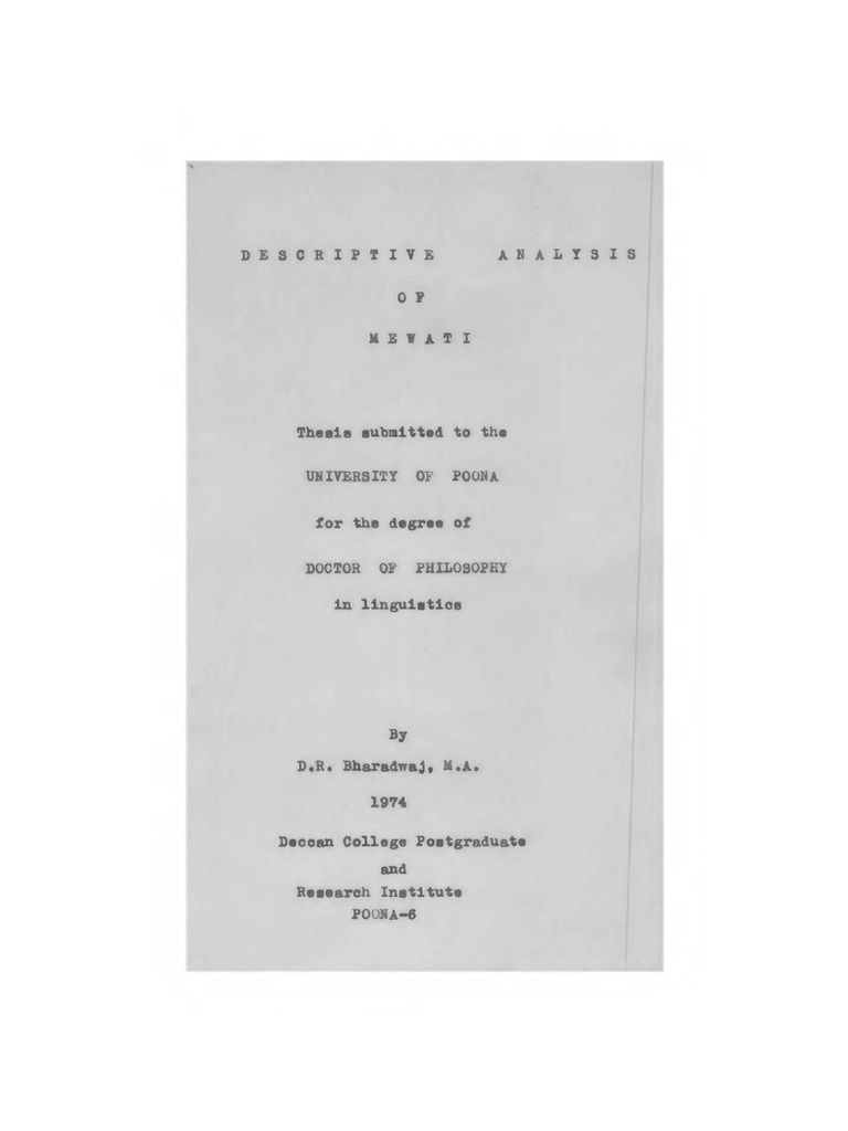 Descriptive Analysis of Mewati | PDF | Consonant | Syllable