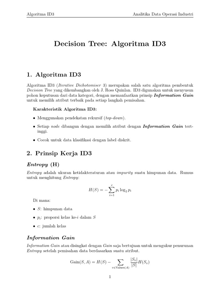 Algoritma ID3 dalam Decision Tree | PDF