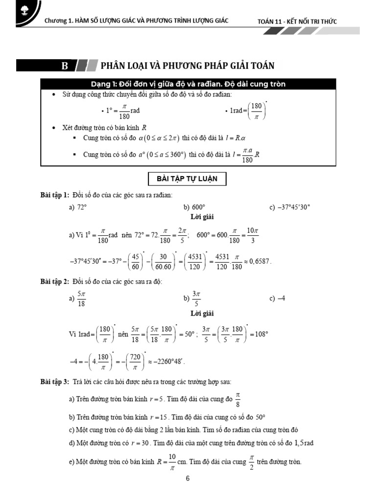 6 Vi Du Lien Quan Radian Va Do Dai Cung Tròn | PDF