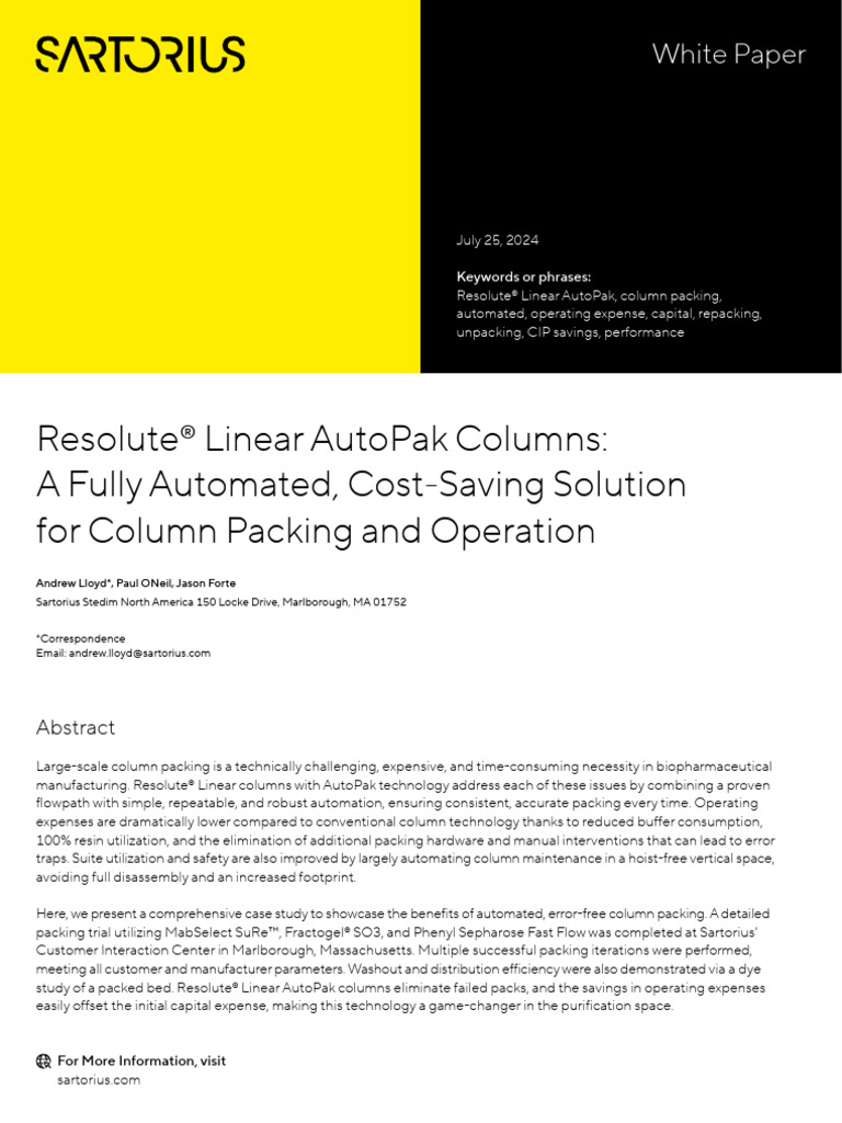Resolute Linear Autopak Columns White Paper B en PDF Data | PDF | Chromatography