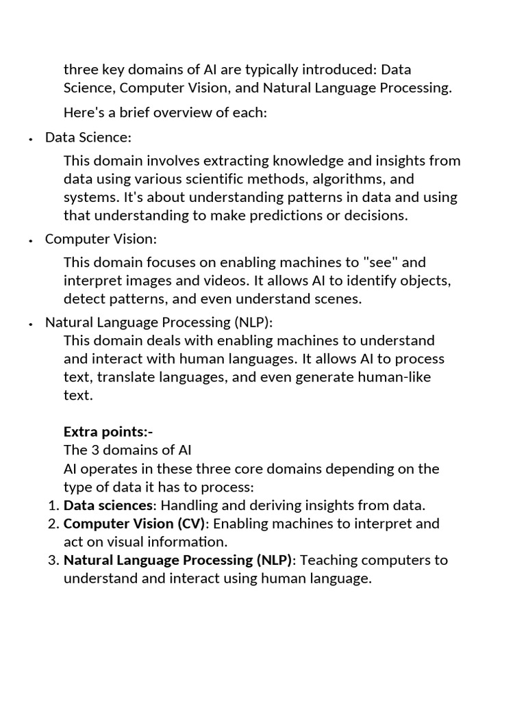 Three Key Domains of AI Are Typically Introduced | PDF