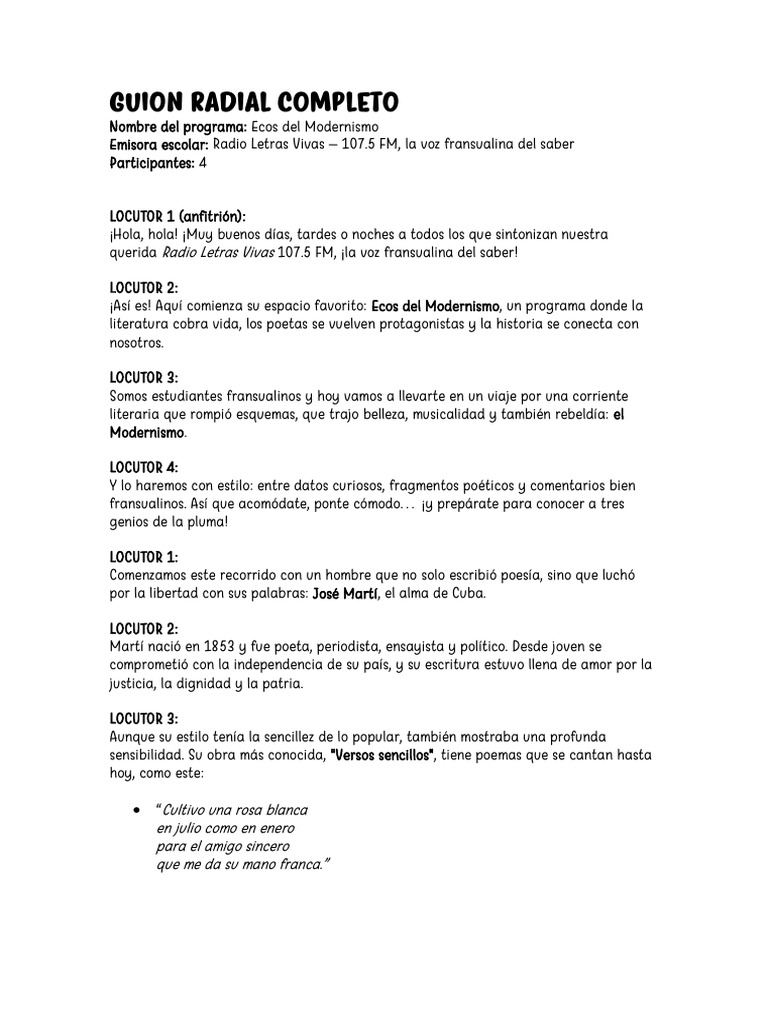 Guion Radial Modernismo | PDF