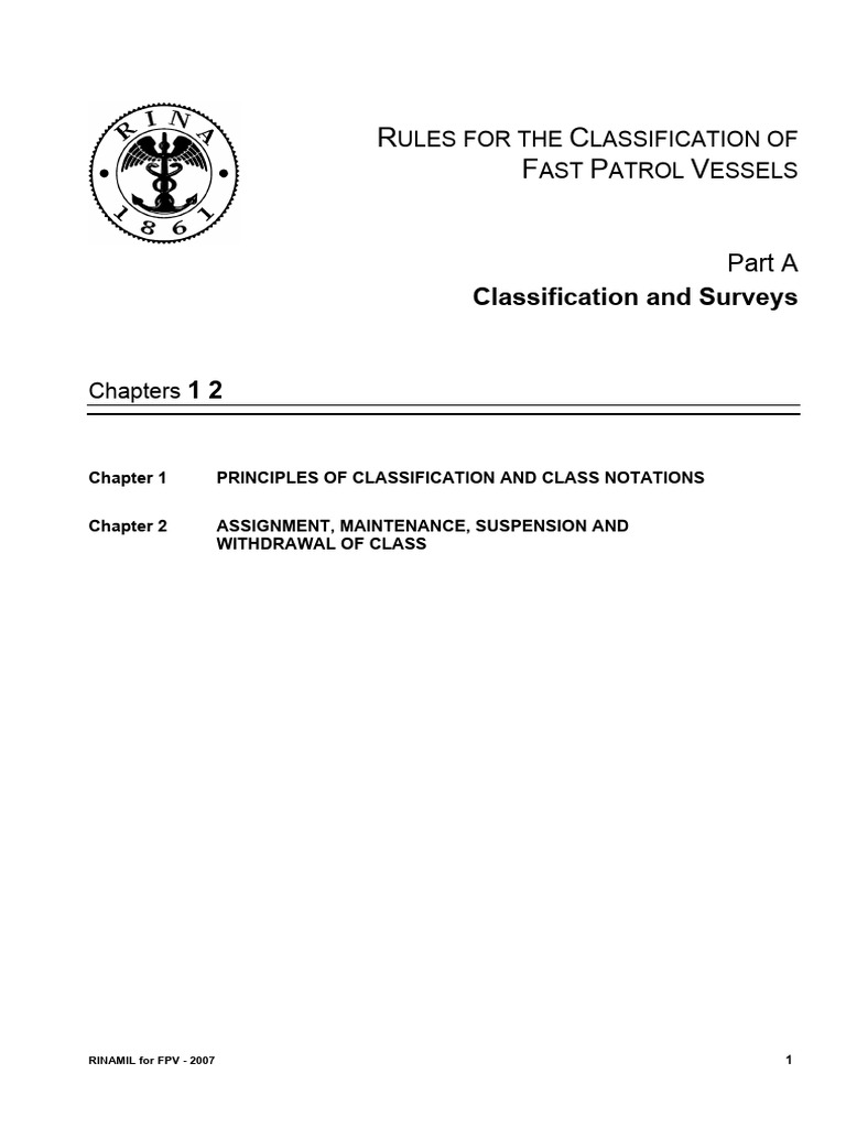 Fast Patrol Vessel Classification Rules | PDF