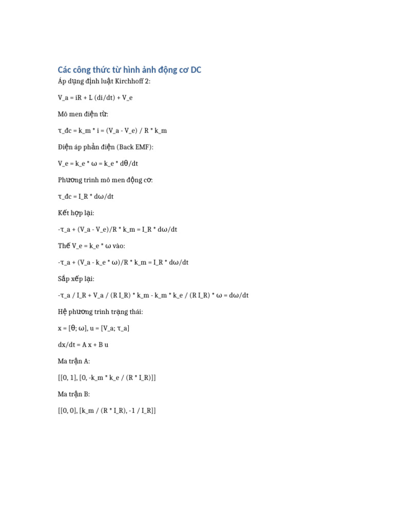 Cac Cong Thuc Dong Co DC (1) | PDF