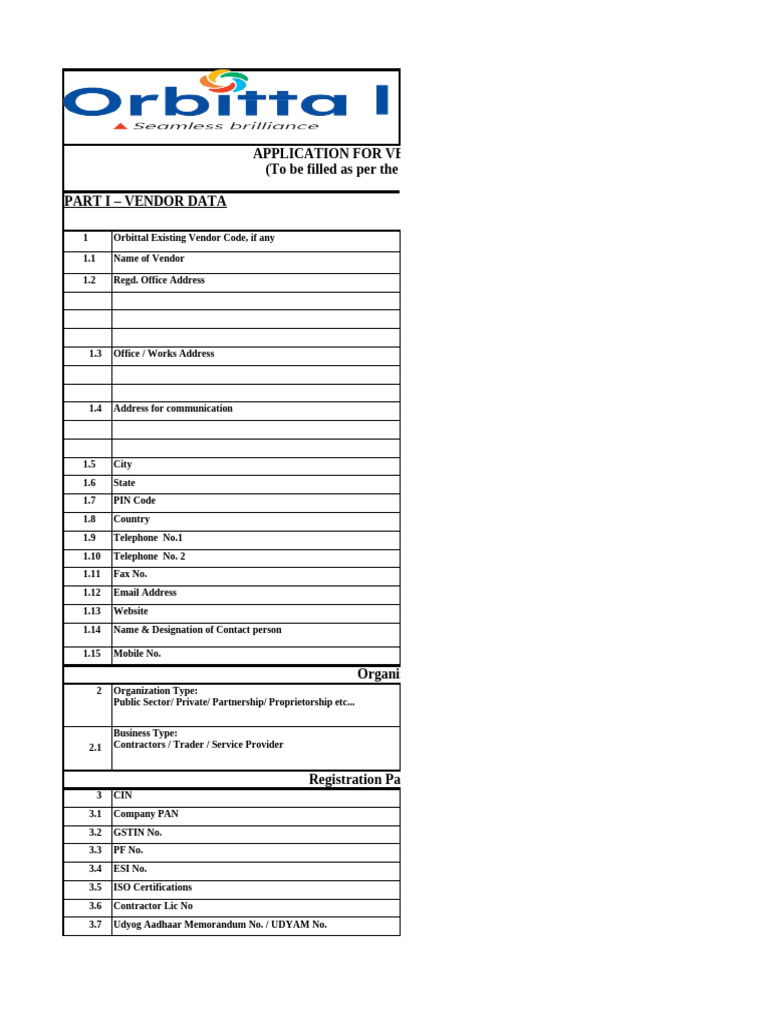 Vendor Pre-Qualification Application Form | PDF