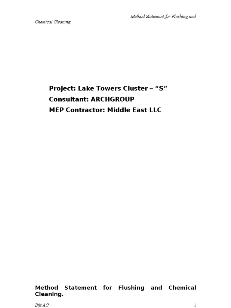 A Comprehensive Method Statement for Flushing, Chemical Cleaning, and ...