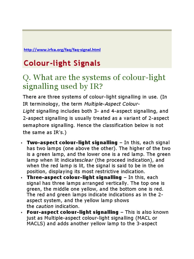 Colour-Light Signals: Q. What Are The Systems of Colour-Light ...