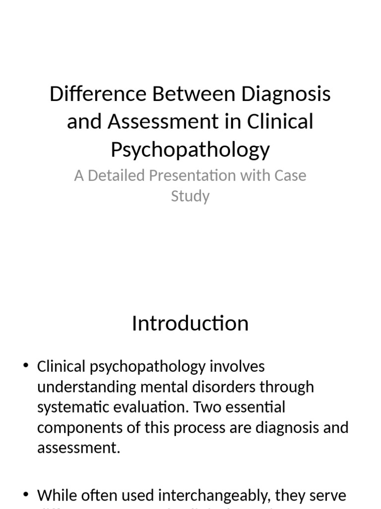 Diagnosis vs. Assessment in Psychopathology | PDF | Medical Diagnosis ...