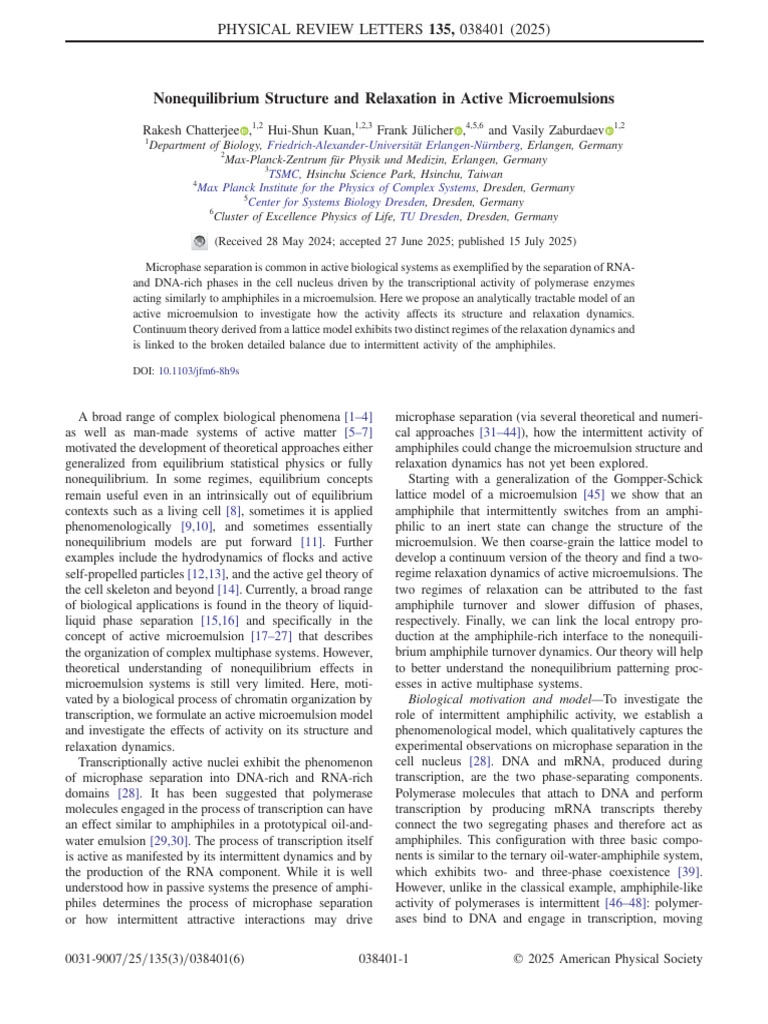 Nonequilibrium Structure and Relaxation in Active Microemulsions (PRL ...