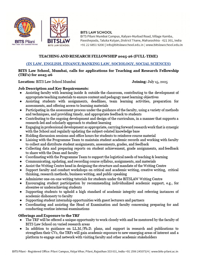 JD - TRF All Subject - BITS Law School - Final | PDF | Learning | Cognition