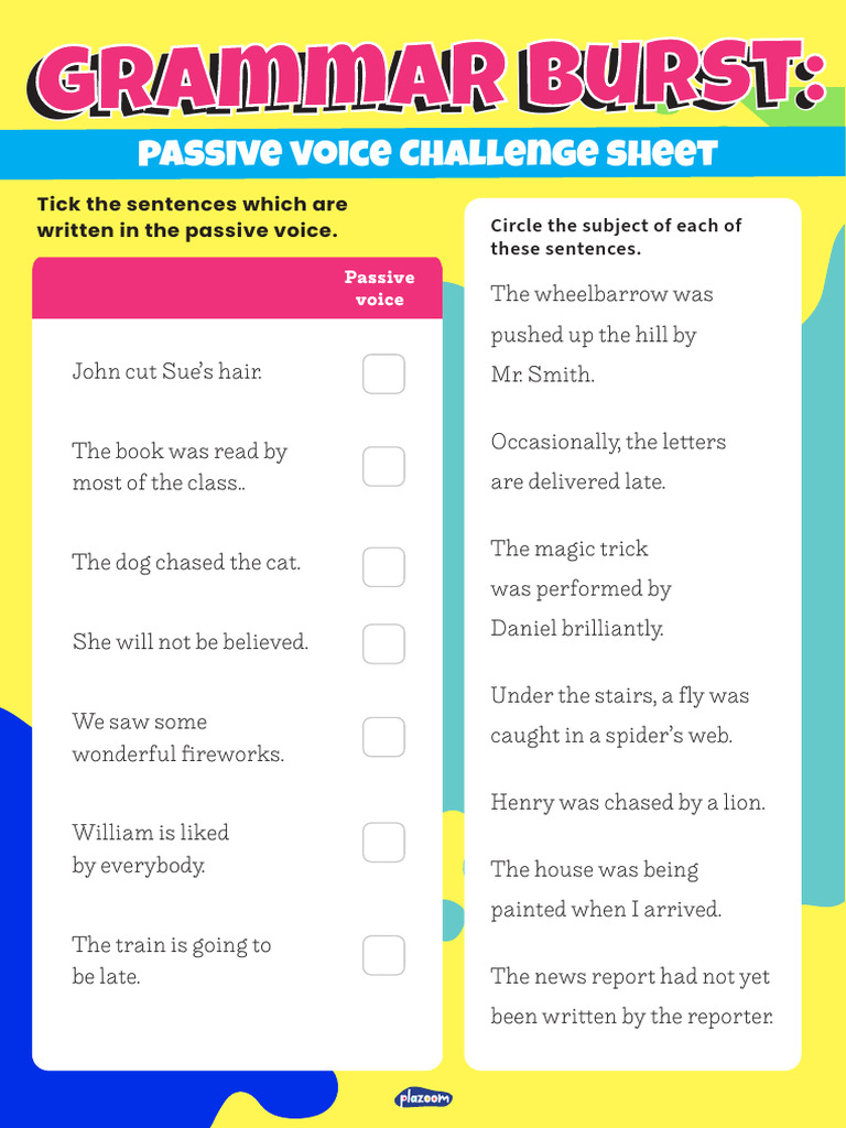 Passive Voice Challenge Worksheet | PDF