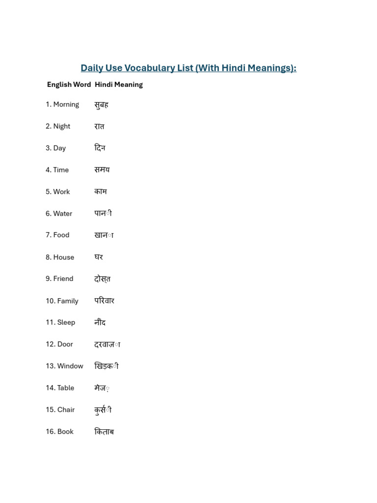 Daily Use English Word | PDF